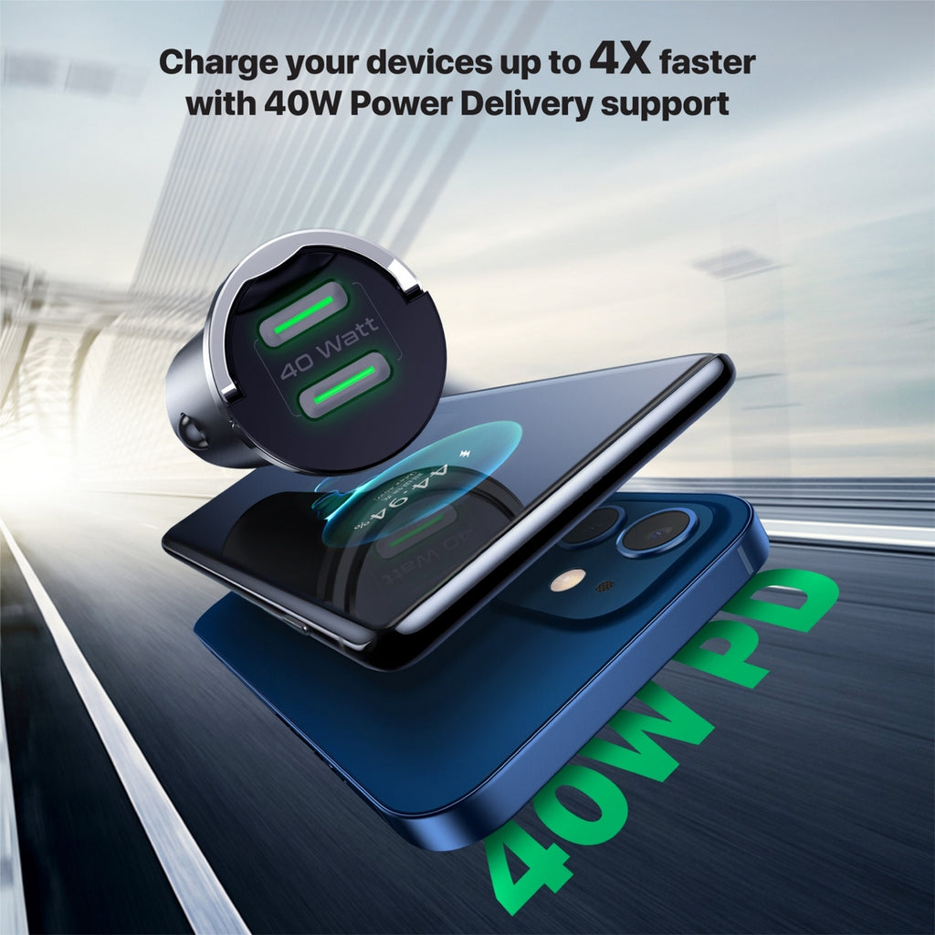 RapidCharge™ 40W Car Charger with Dual USB-C Power Delivery Ports ...