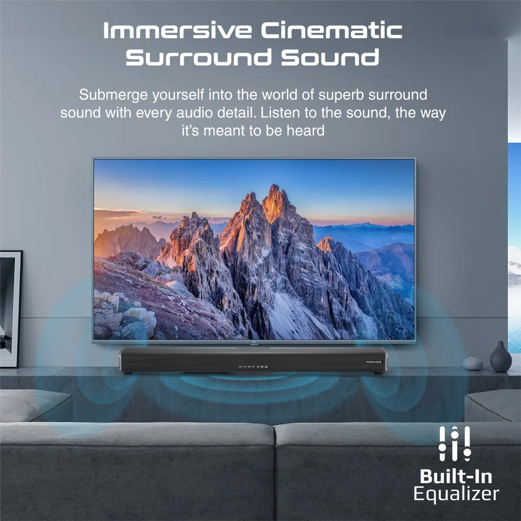 120W Ultra-Slim SoundBar with Built-in Subwoofer – Promate Technologies