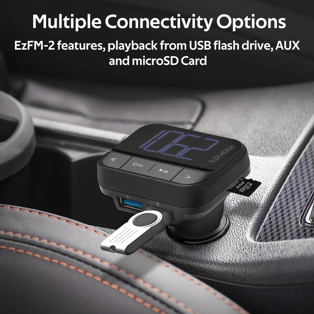 In-Car FM Transmitter with Dual USB Ports – Promate Technologies