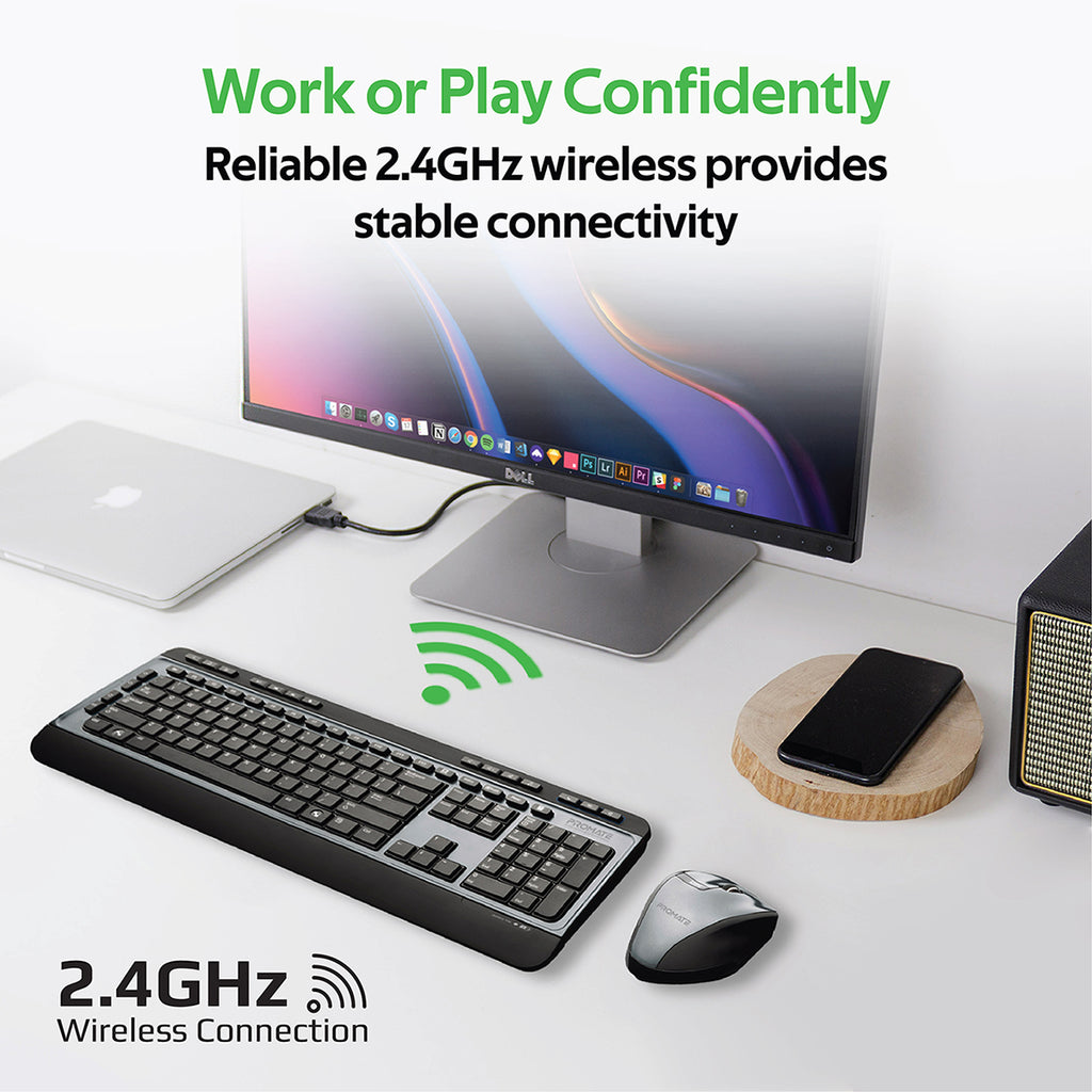 Sleek Wireless Multimedia Keyboard & Mouse Combo – Promate Technologies