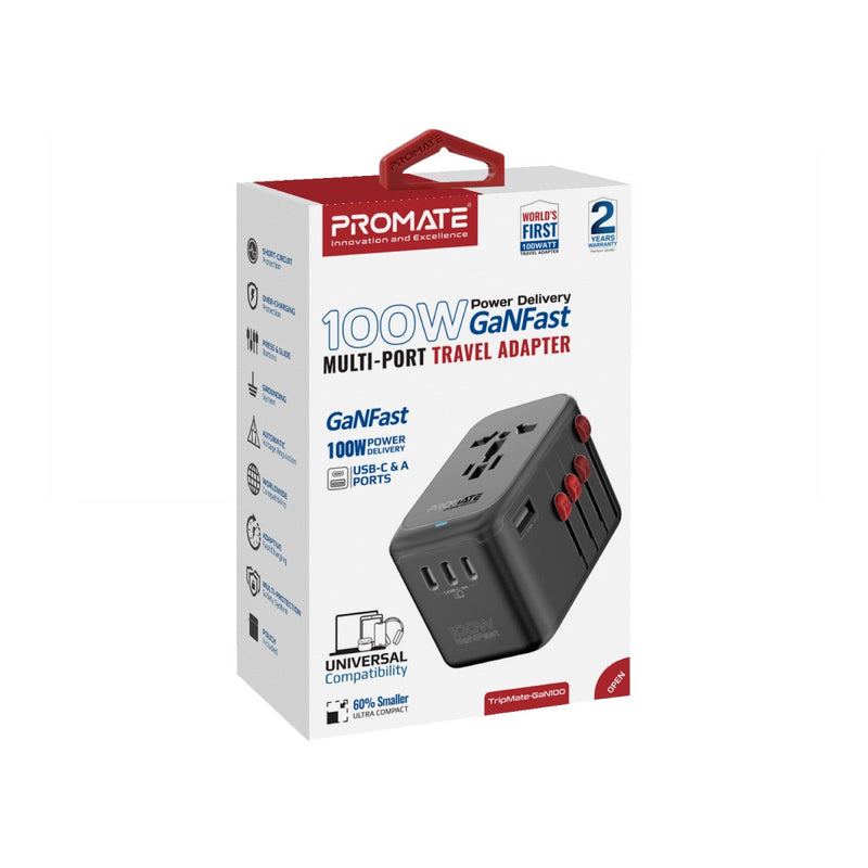 100W Power Delivery GaNFast™ Multi-Port Travel Adapter – Promate Technologies